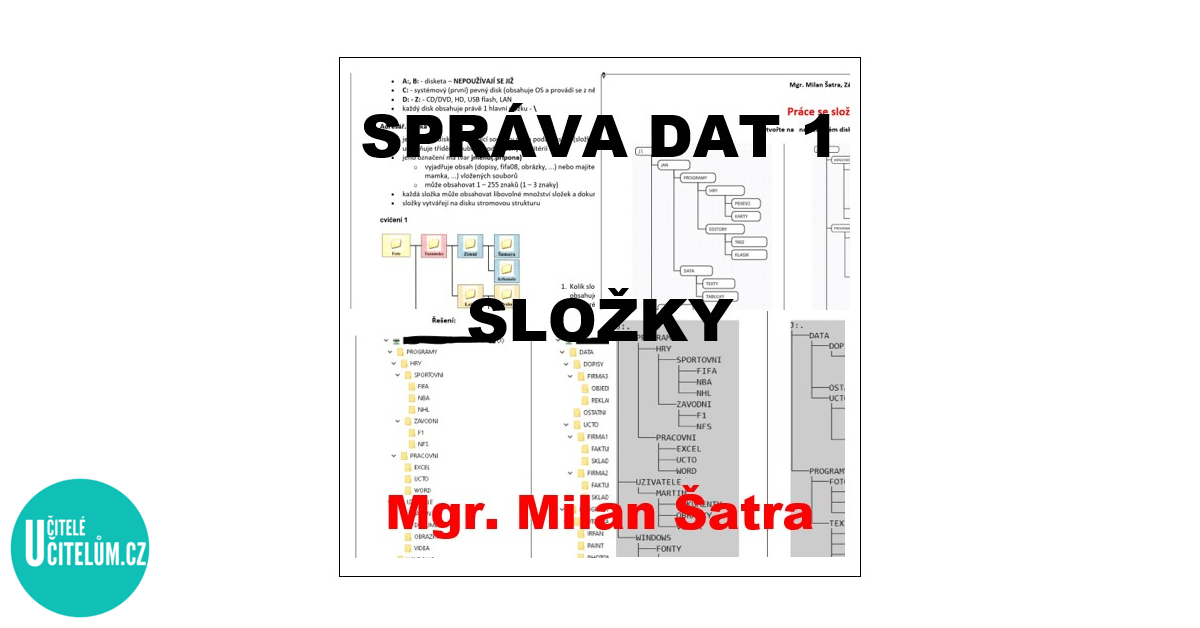 SPRÁVA DAT 1 - SLOŽKY - Informatika | UčiteléUčitelům.cz